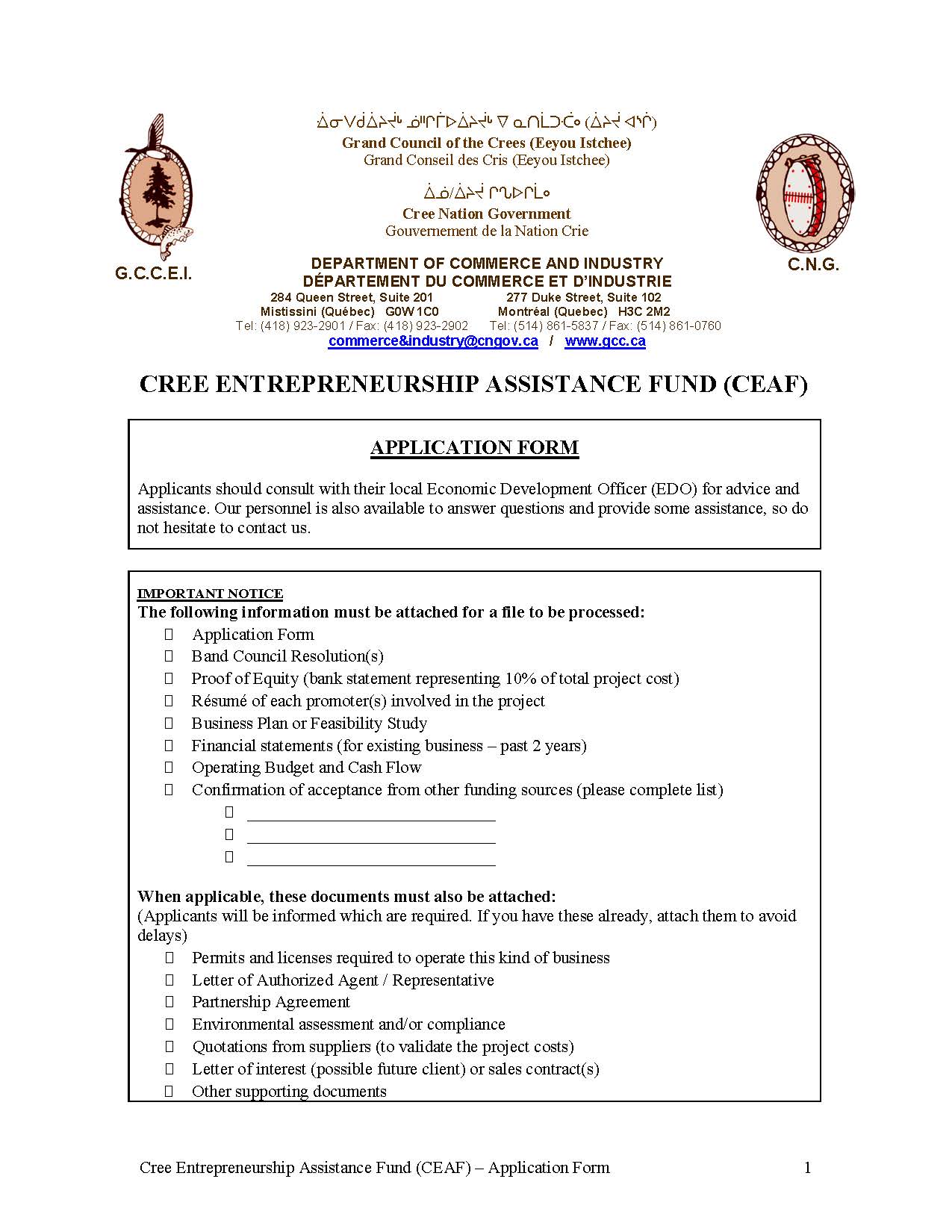 CEAF Application Form | The Grand Council of the Crees (Eeyou Istchee)
